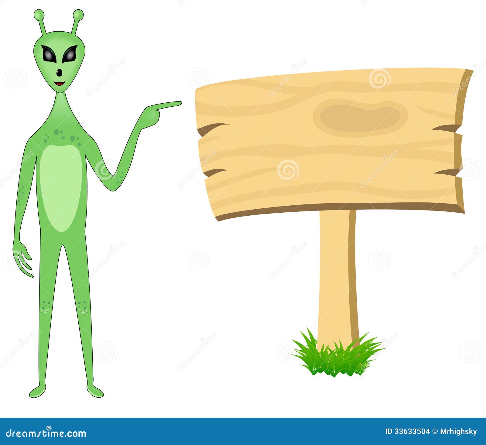 Alien Pointing Cartoon Vector | CartoonDealer.com #29518823