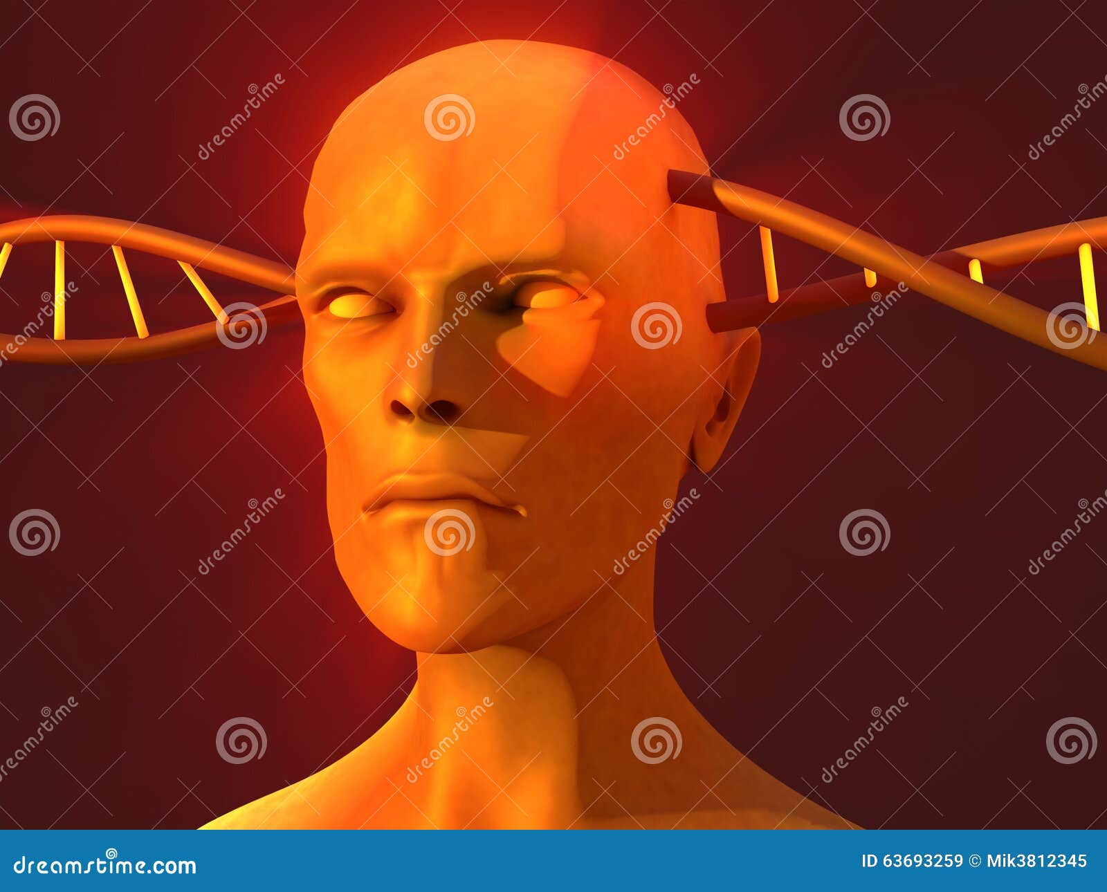 Alien Portrait and DNA Chain Stock Illustration - Illustration of ...