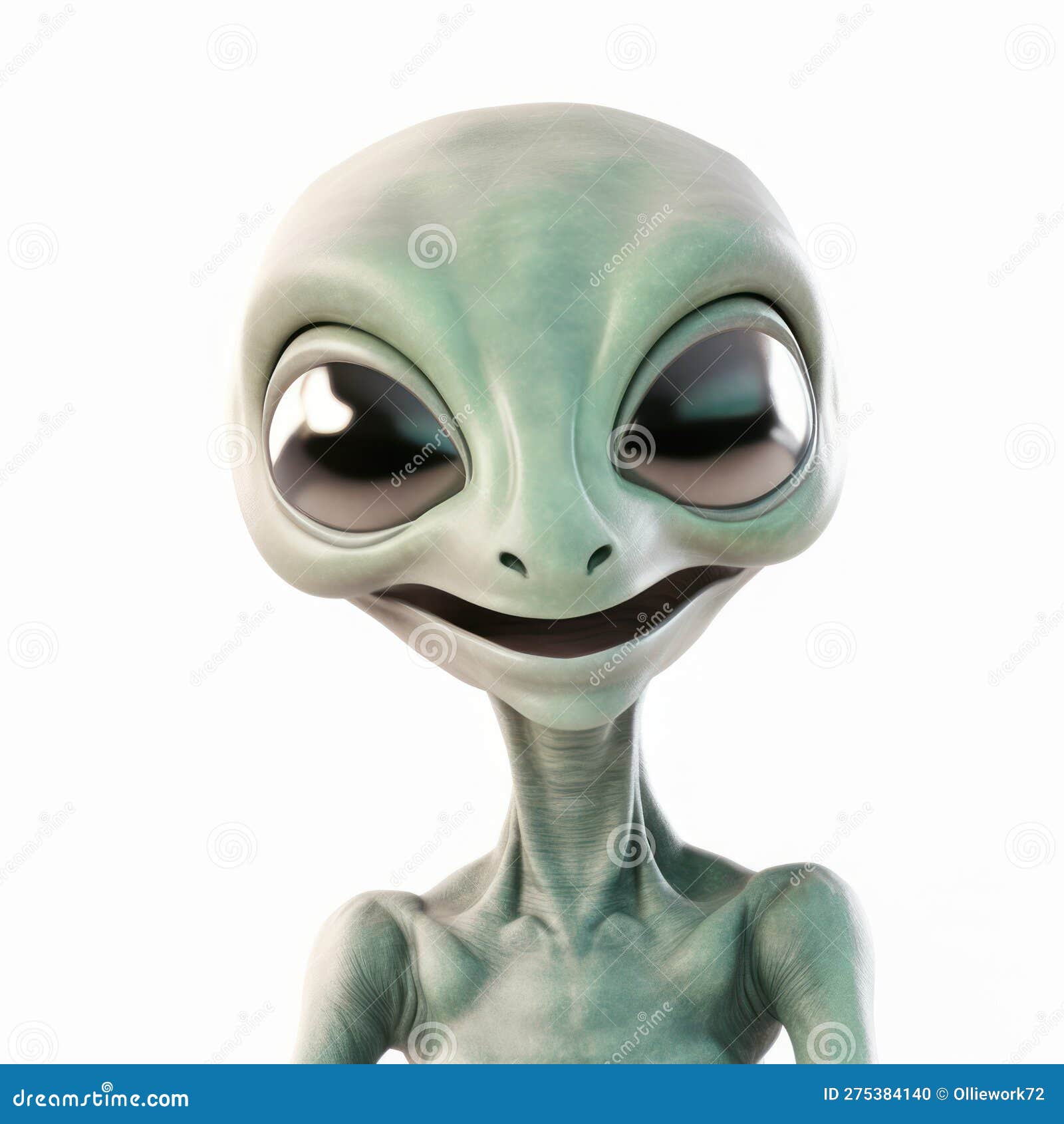 Alien on White Background. a Portrait of a Happy Alien on a White ...