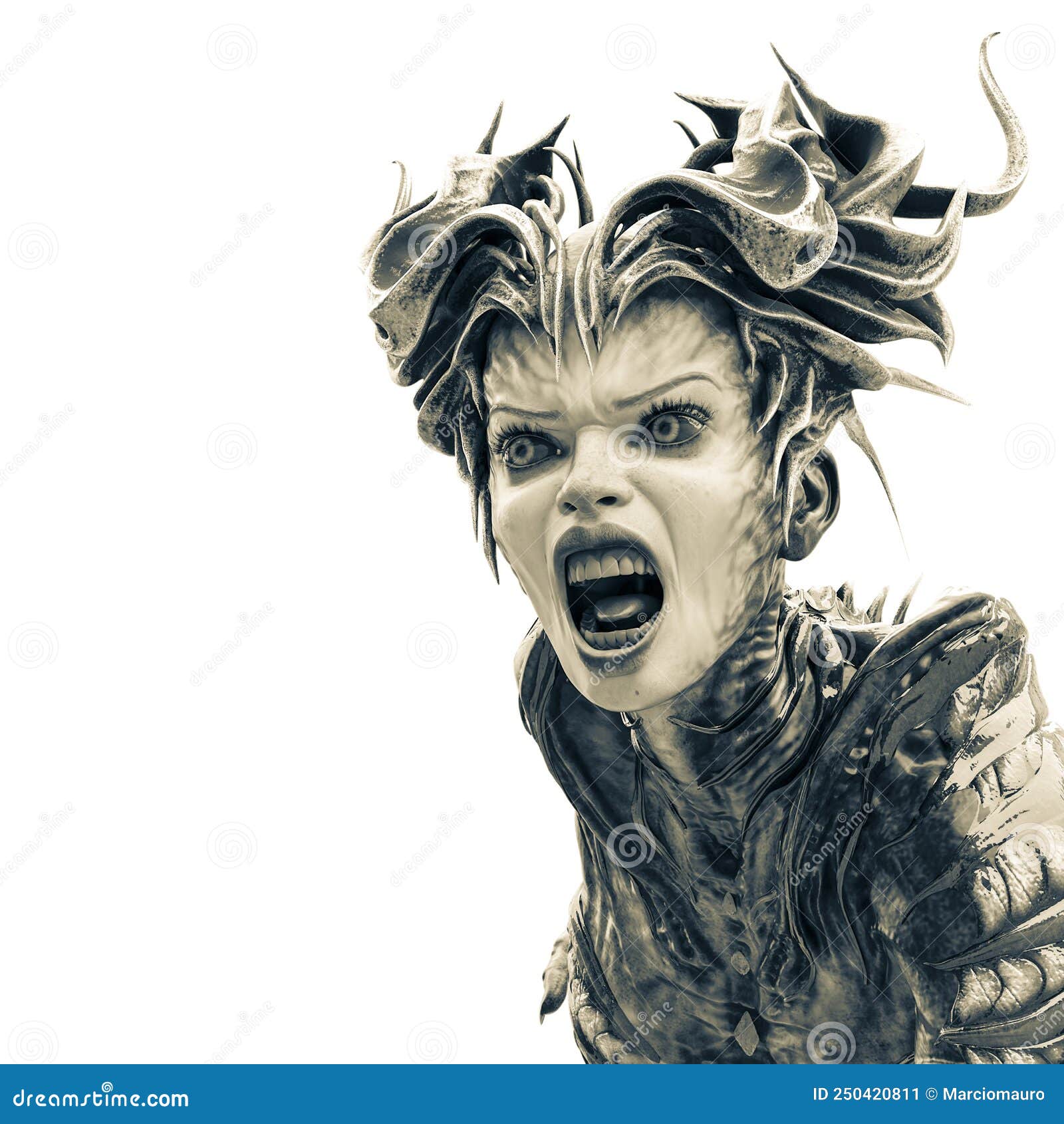 Alien queen screaming stock illustration. Illustration of cosmic ...