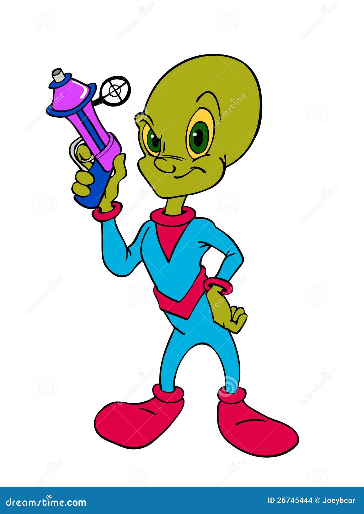 Alien with Ray Gun cartoon stock vector. Illustration of planets - 26745444