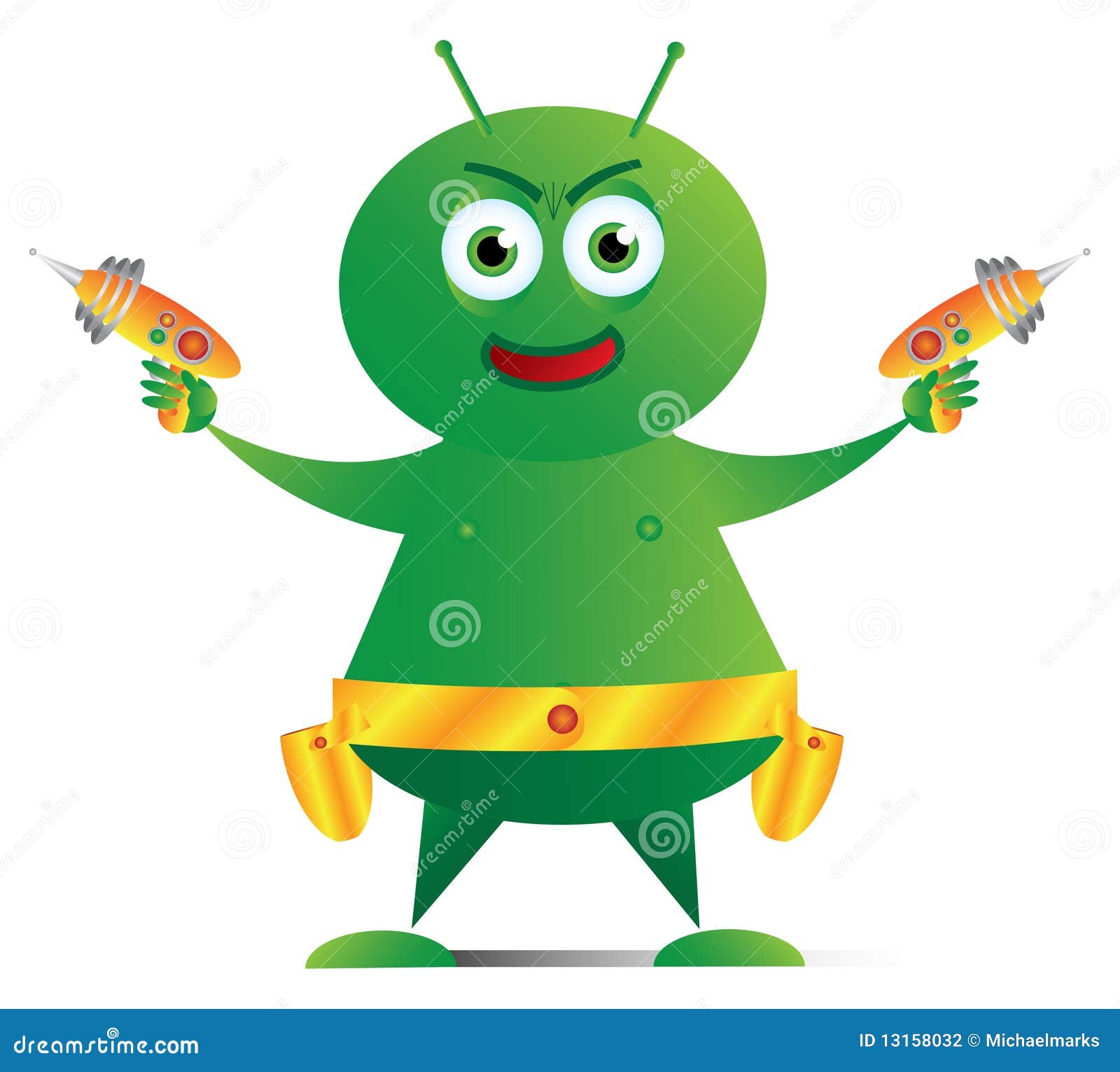 Alien with Ray Guns_01 stock vector. Illustration of guns - 13158032