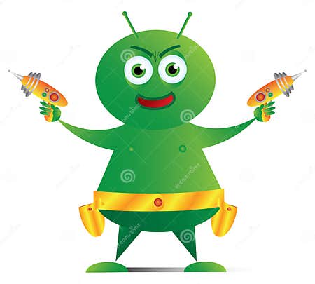 Alien with Ray Guns_01 stock vector. Illustration of guns - 13158032