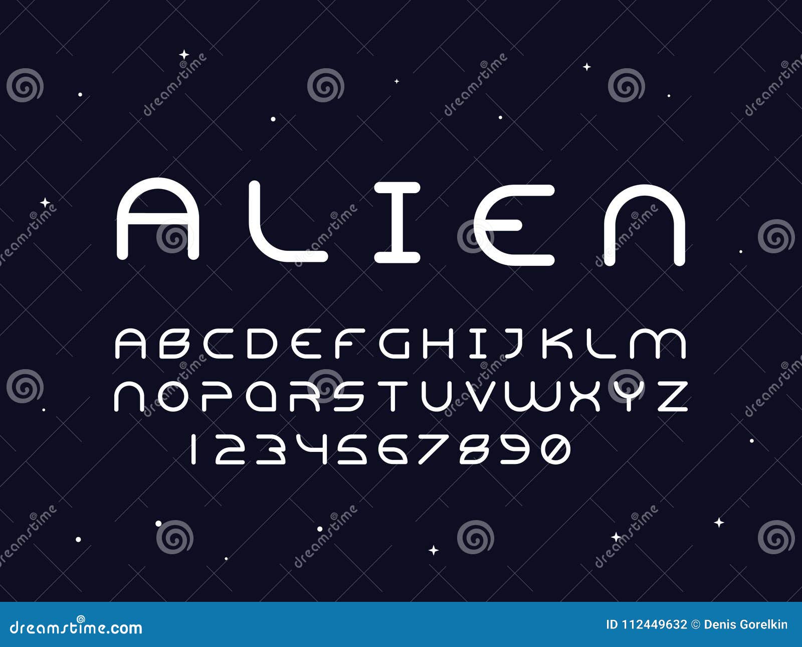 Alien Regular Font. Vector Alphabet Stock Vector - Illustration of ...