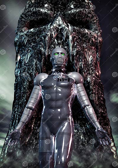 Alien robot stock illustration. Illustration of steel - 10438197