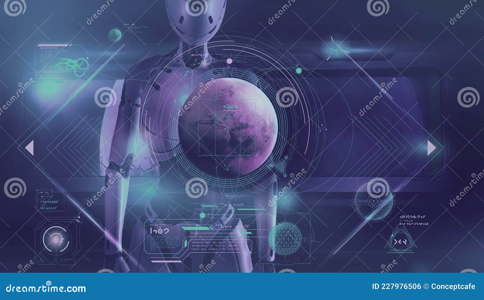 An Alien is Studying Data on Mars, 3D Render. Stock Footage - Video of ...