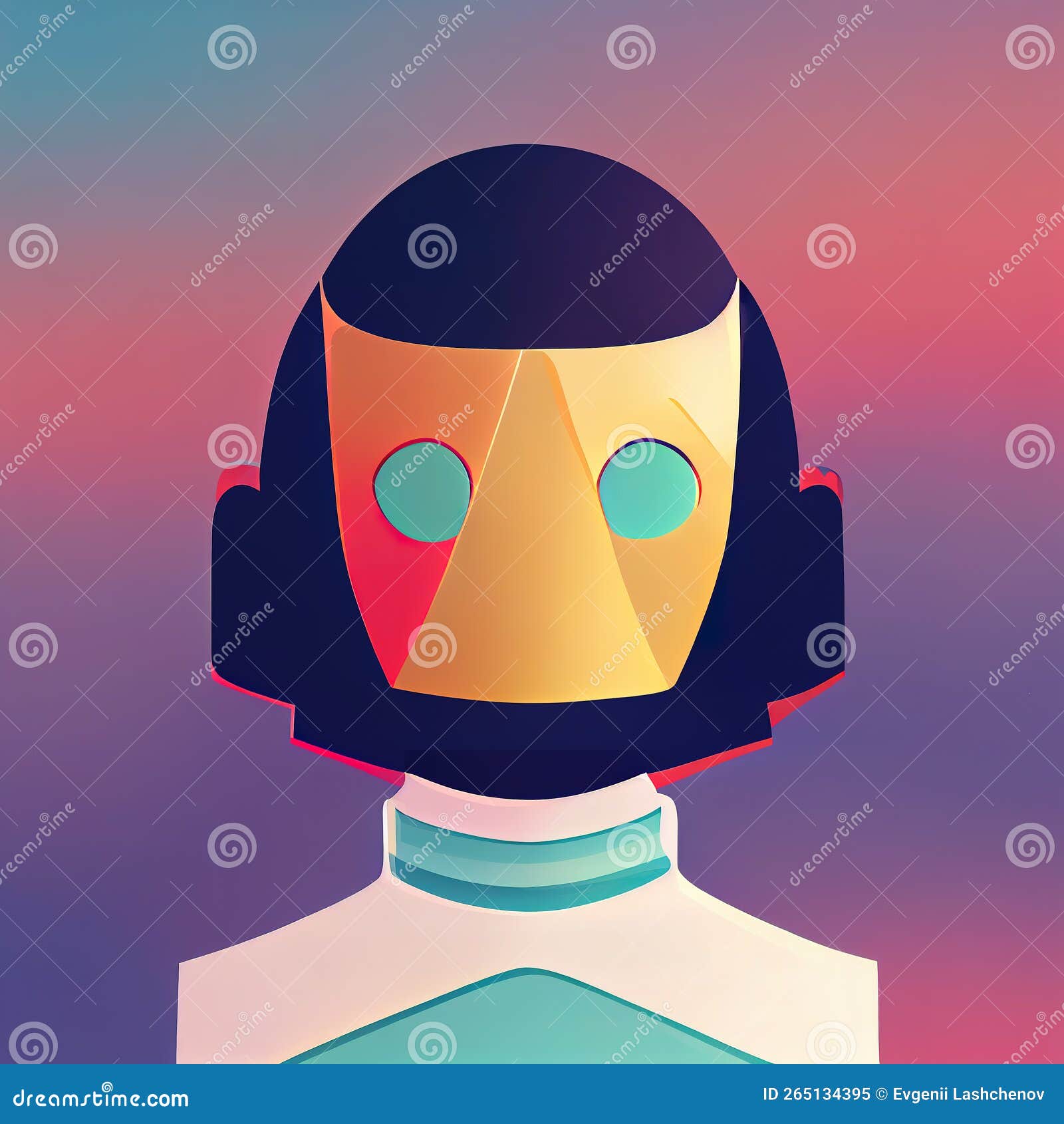Alien Robot Flat Illustration. Abstract Portrait of Space Alien Robot ...