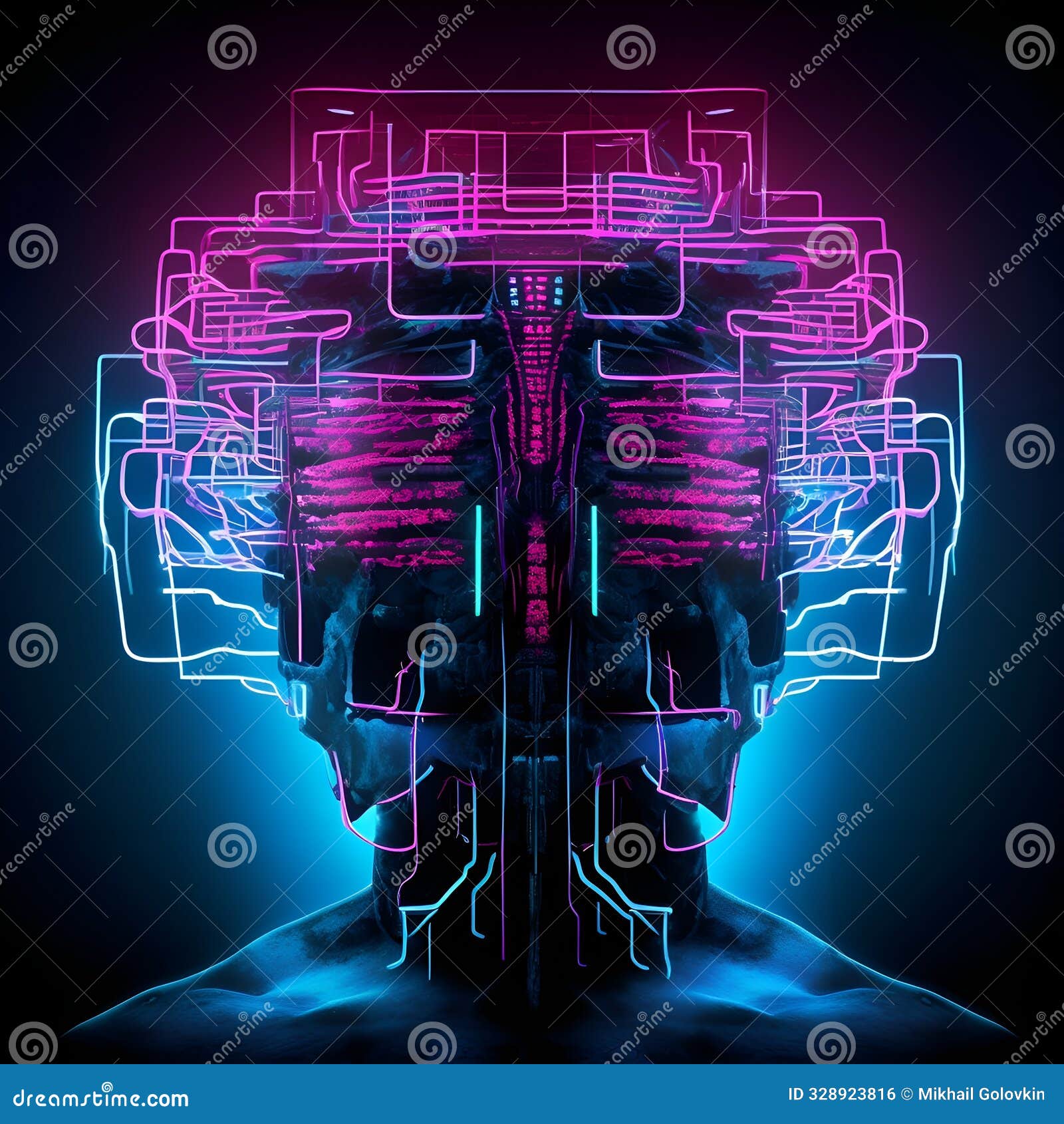 Alien Robot Nightmare: the Evil Android Stock Illustration ...