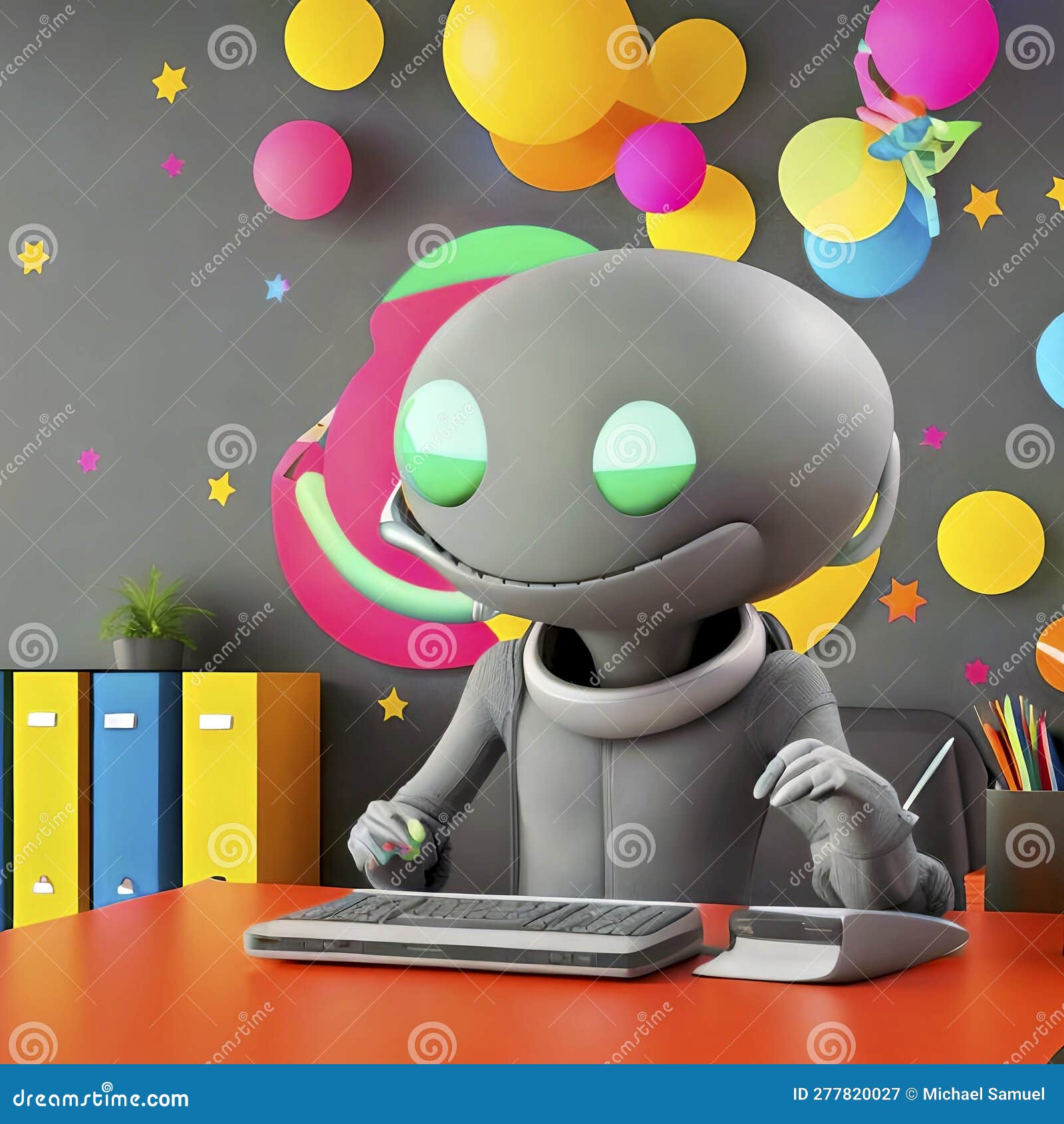 Alien robot at work stock illustration. Illustration of alien - 277820027