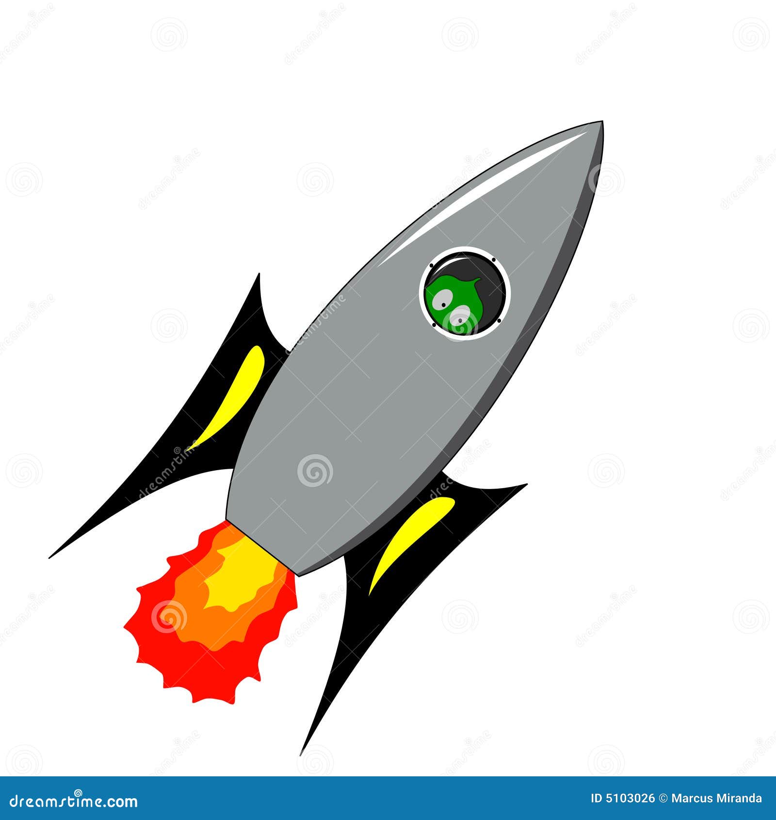 Alien in rocket stock vector. Illustration of martian - 5103026