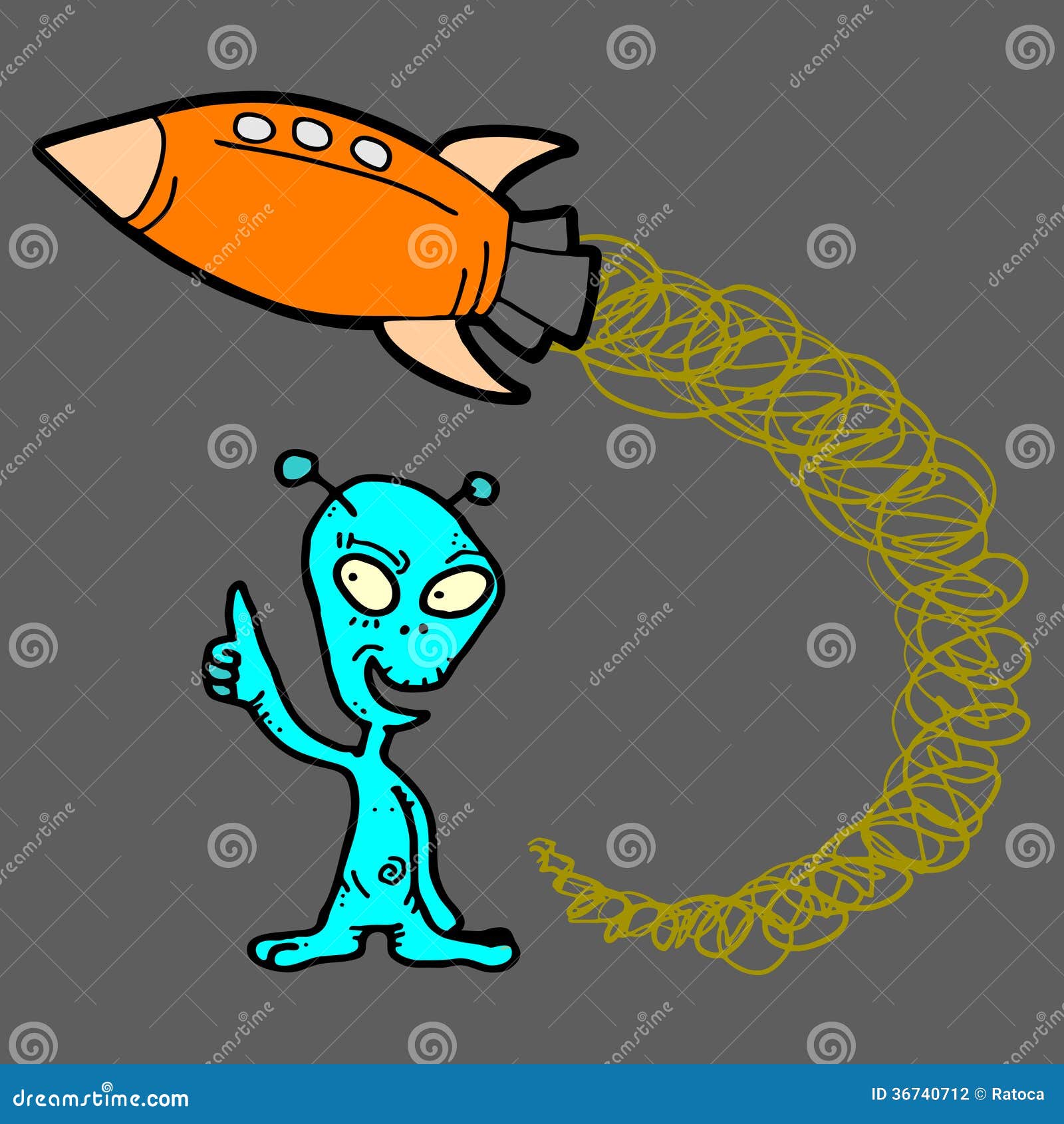 Alien and rocket stock vector. Illustration of innovation - 36740712