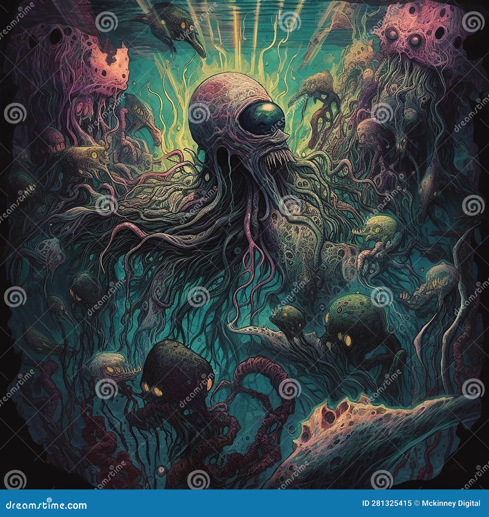 Alien Sea Creature Underwater. Created Using Ai Generative. Stock ...