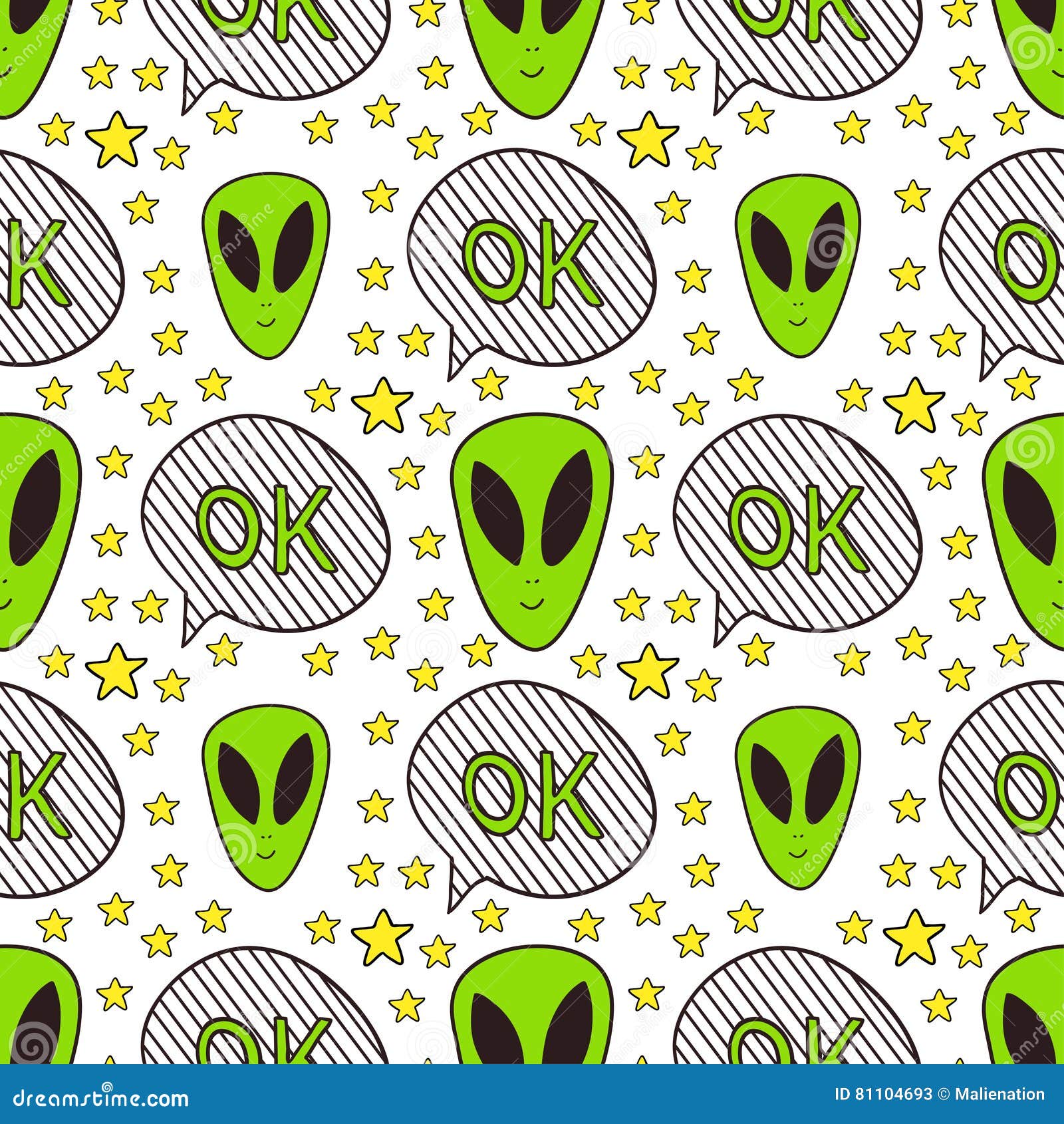 Alien Seamless Pattern. Bright Background for Fashion Textile Design ...