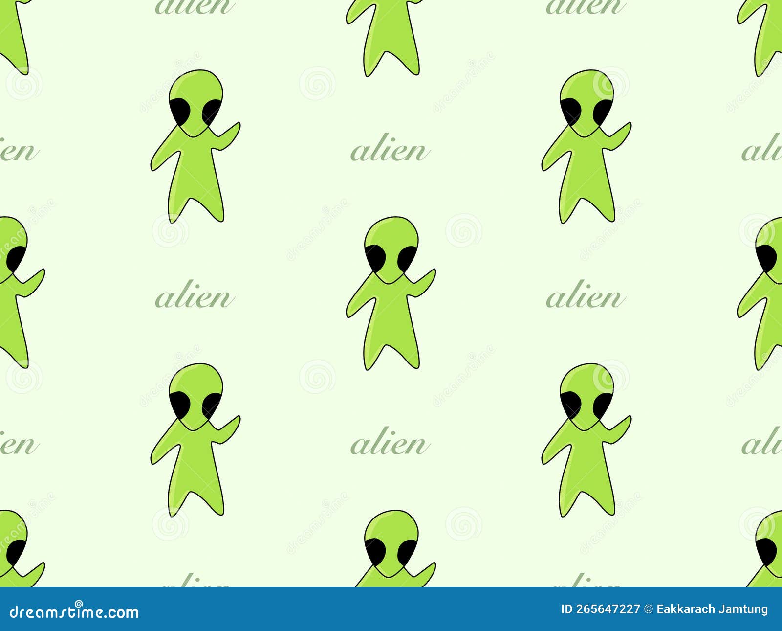 Alien Seamless Pattern on Green Background Stock Illustration ...