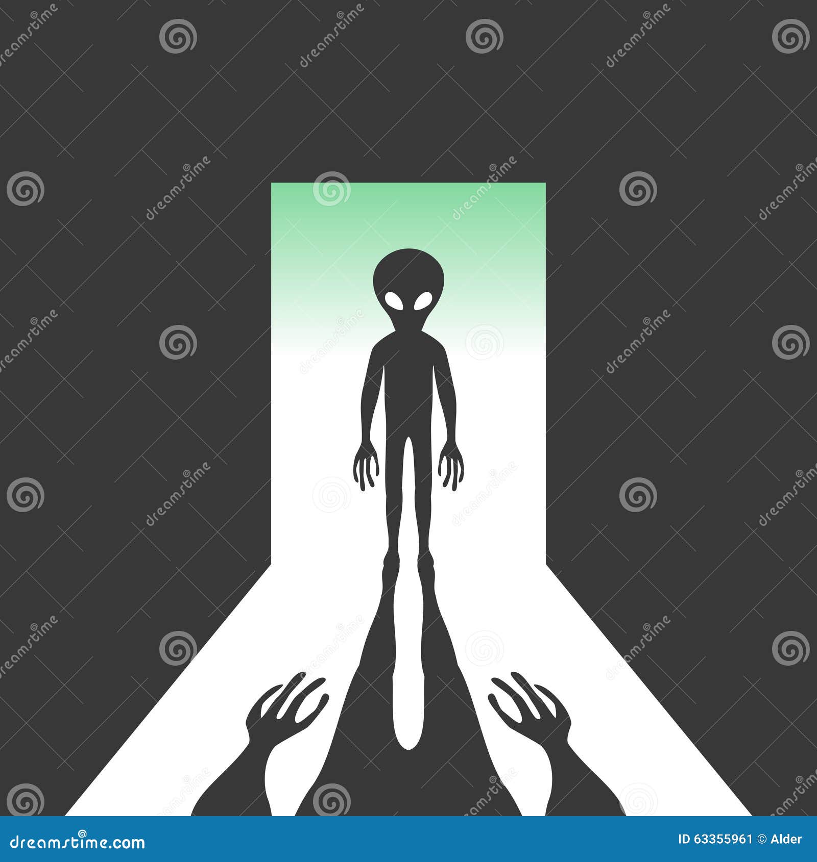 Alien with Shadow in the Open Door Stock Vector - Illustration of black ...