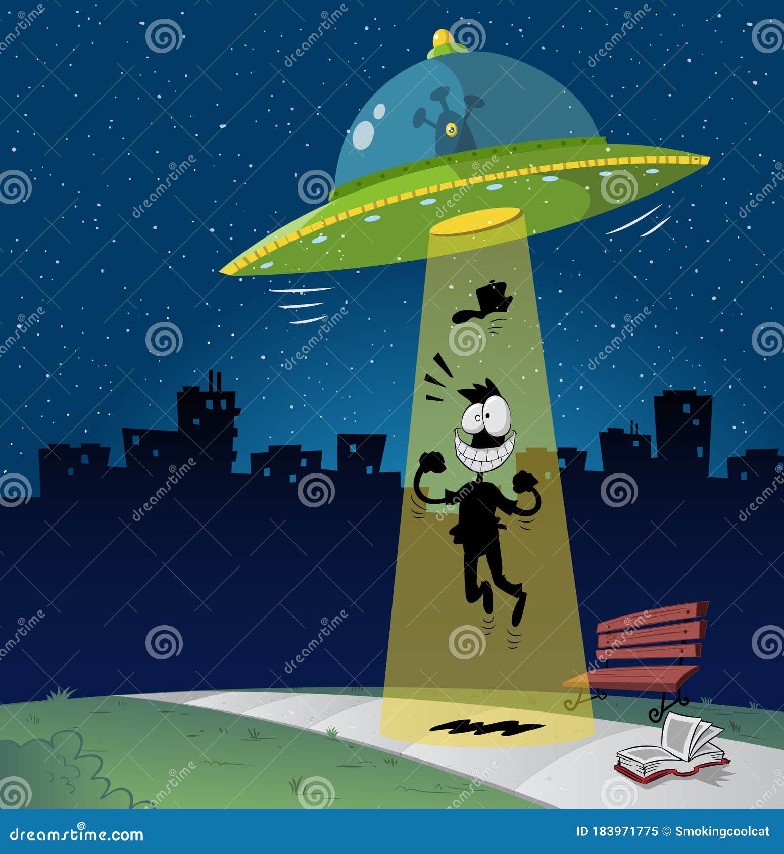 Alien Ship Abducting a Person Stock Vector - Illustration of brown ...