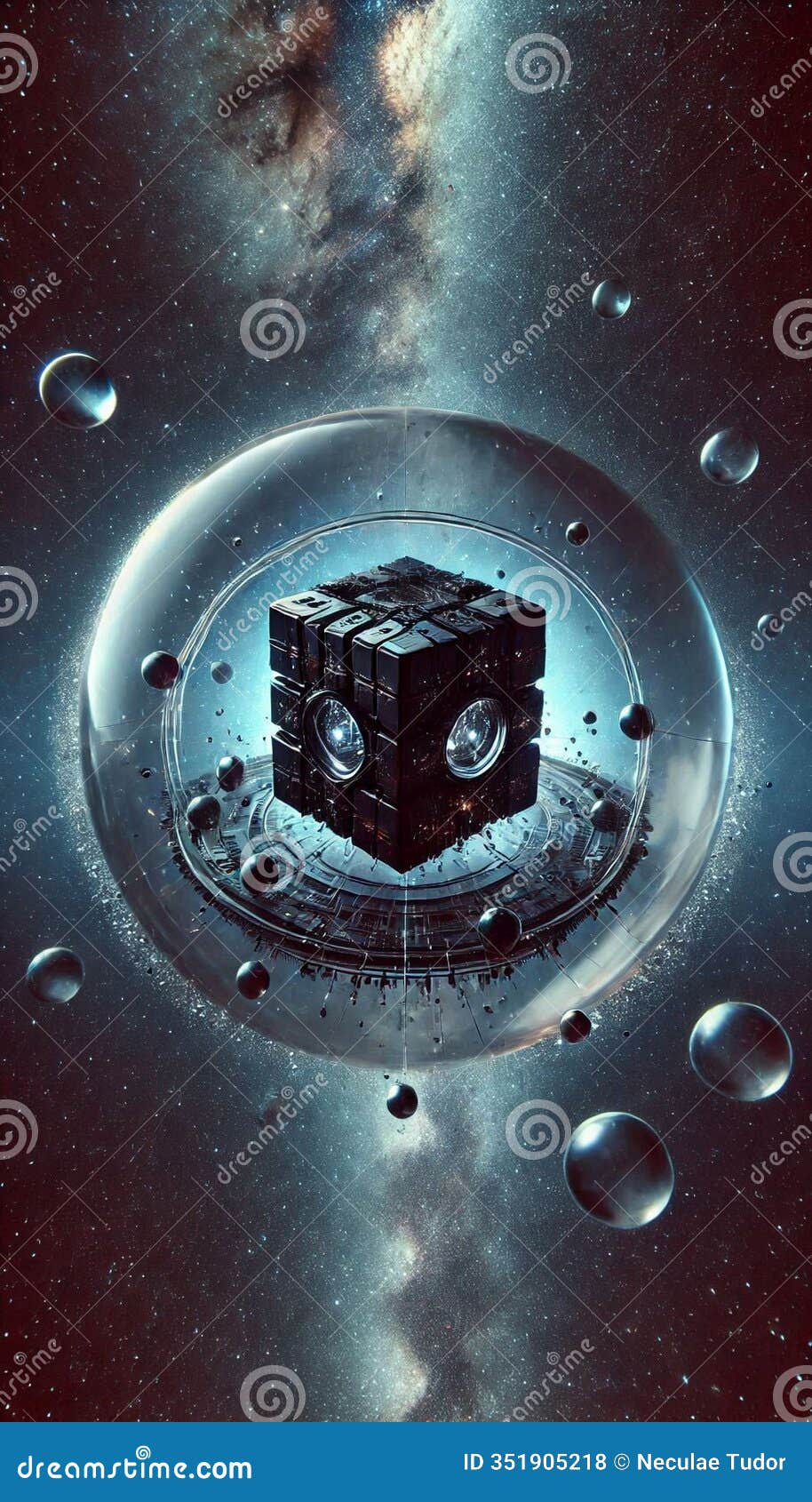 Alien Ship with a Cube Inside a Sphere Conceptual Image of Alien ...
