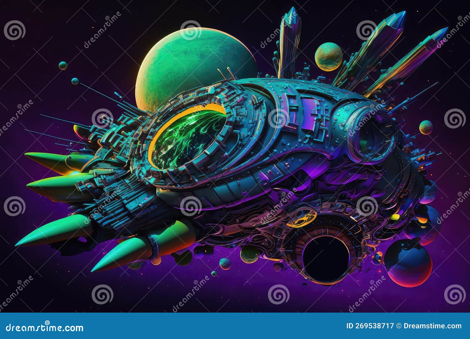 Alien Ship, Fantasy Concept Illustration Stock Illustration ...