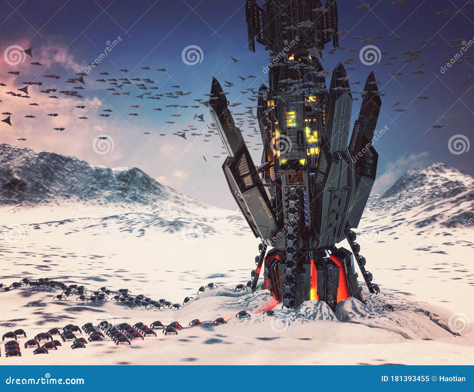 Alien Ship With Mechanical Crabs And Attack Ship Ships Royalty-Free ...