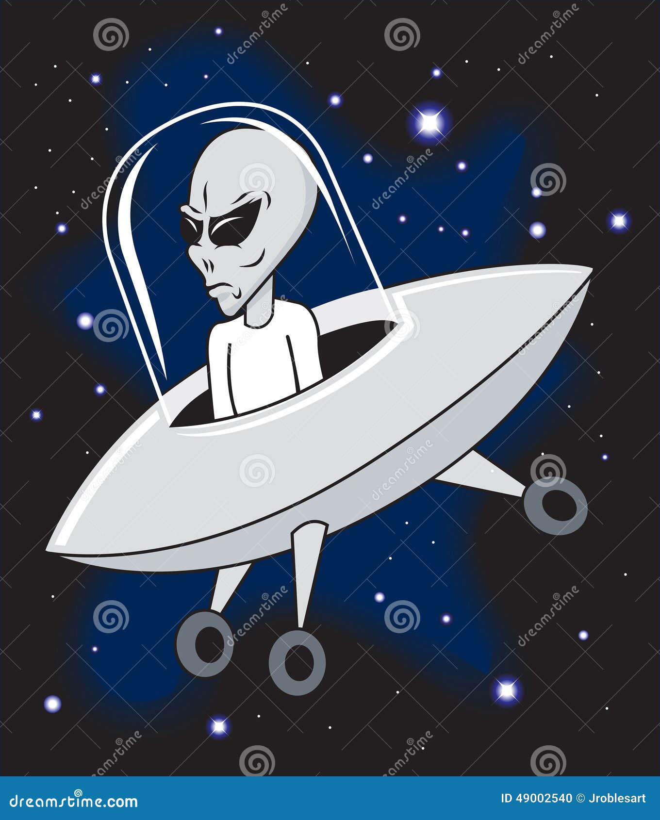 Alien in Ship stock vector. Illustration of saucer, character - 49002540