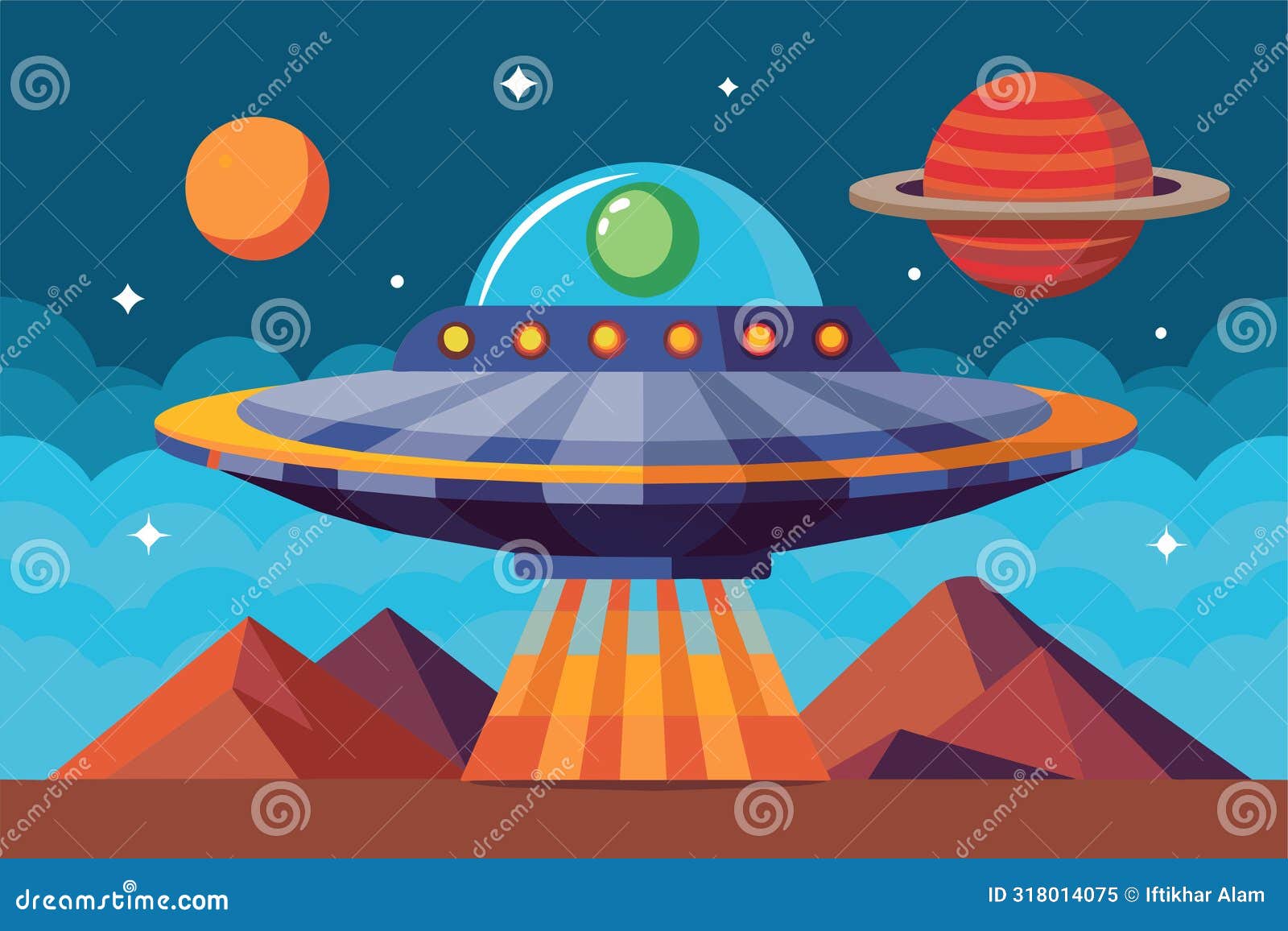 Alien Ship Soaring through Sky Above Mountain Range, Alien Spaceship ...