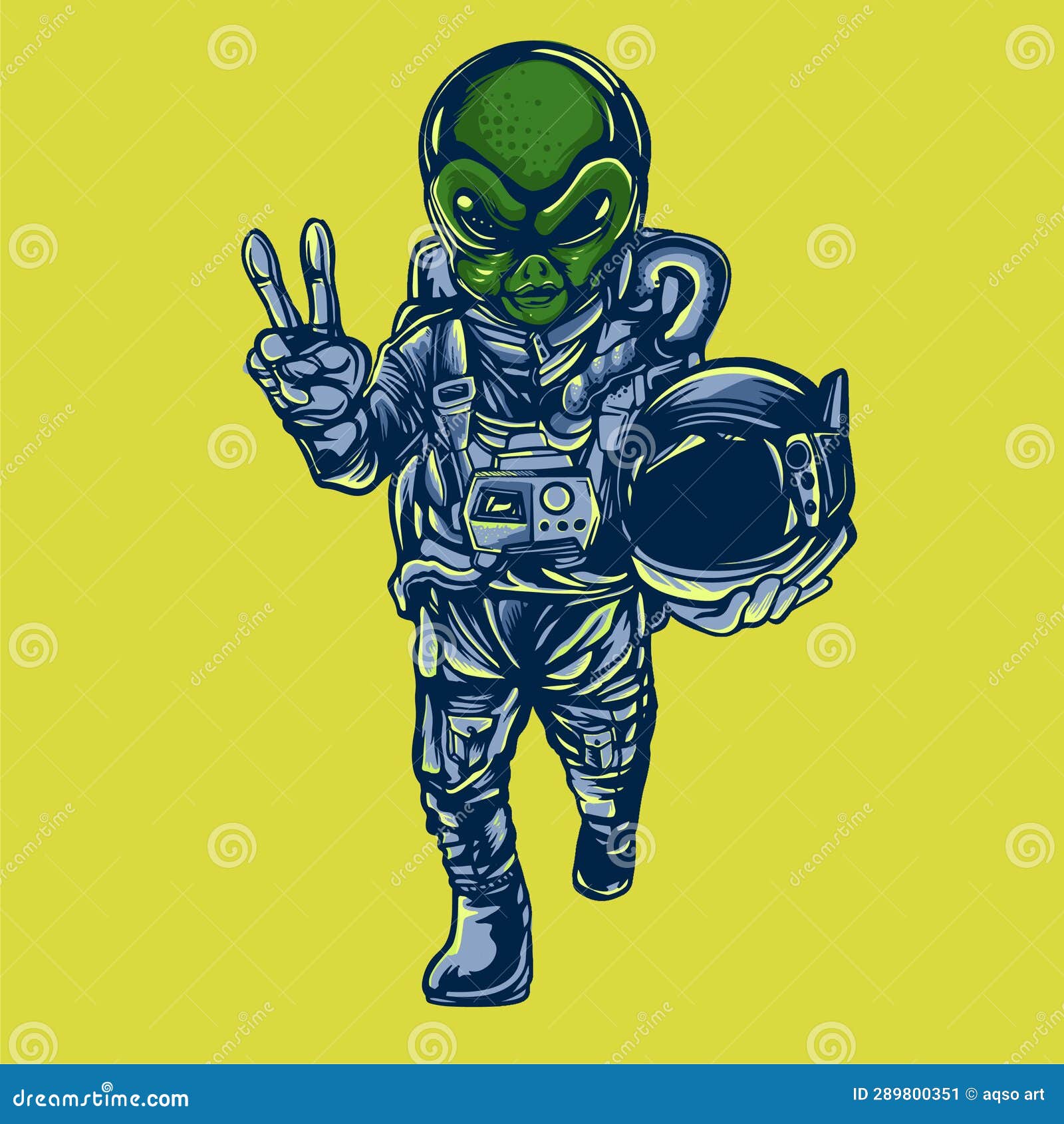 Alien showing peace sign stock vector. Illustration of astronute ...
