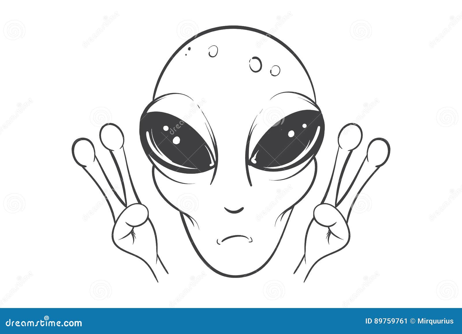 Alien is Showing a Sign of Peace Stock Vector - Illustration of martian ...