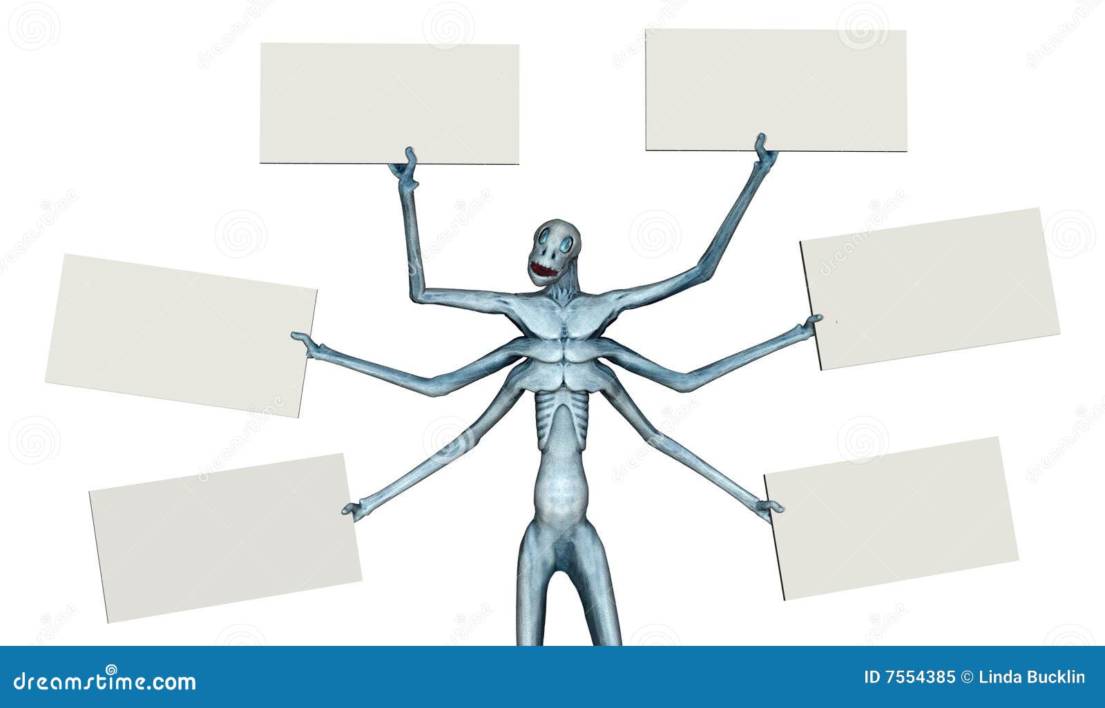 Alien with Six Blank Signs stock illustration. Illustration of monster ...