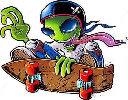Alien Skater stock illustration. Illustration of grab - 28422762