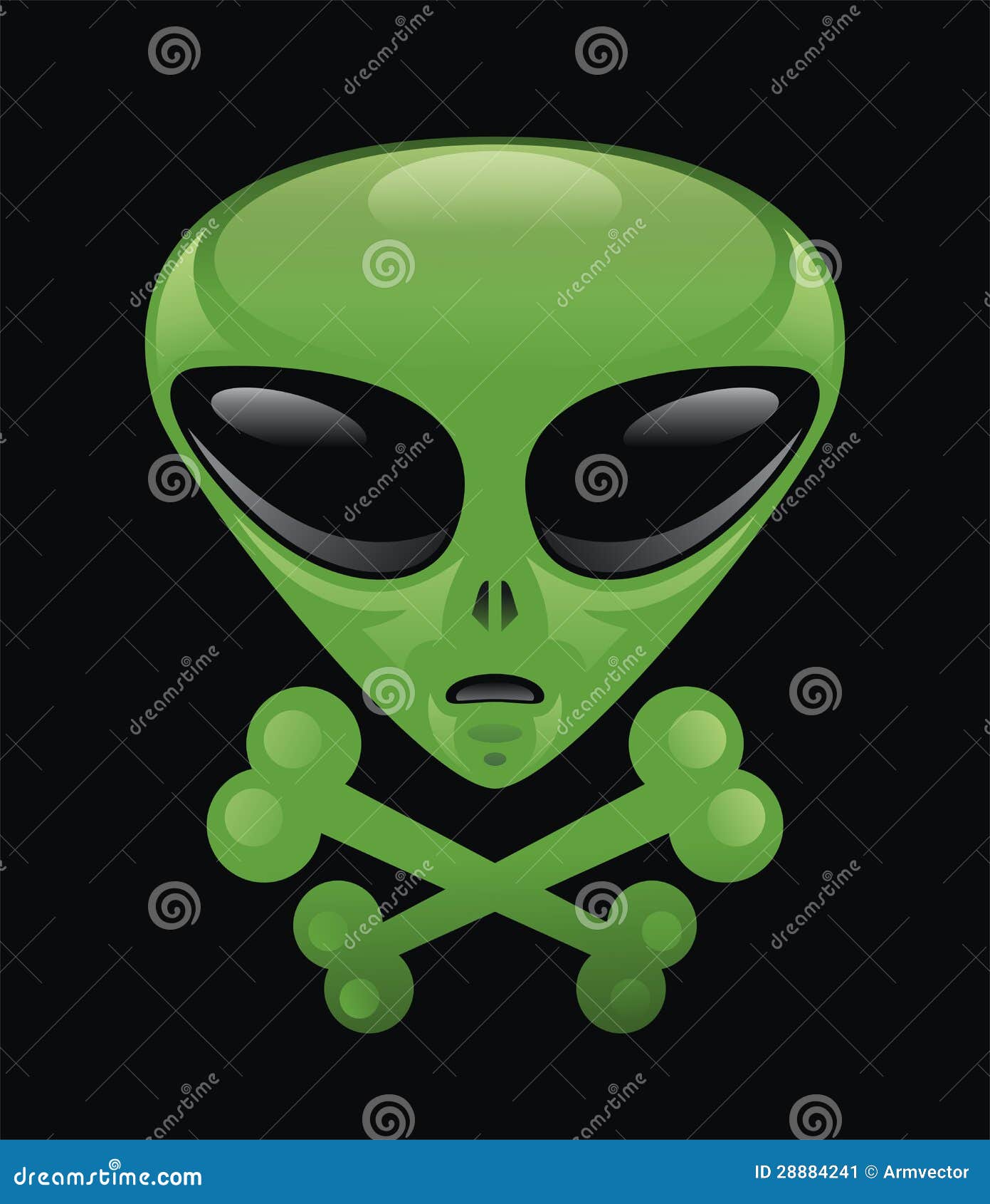 Alien Skull & Crossbones . Stock Illustration - Illustration of danger ...