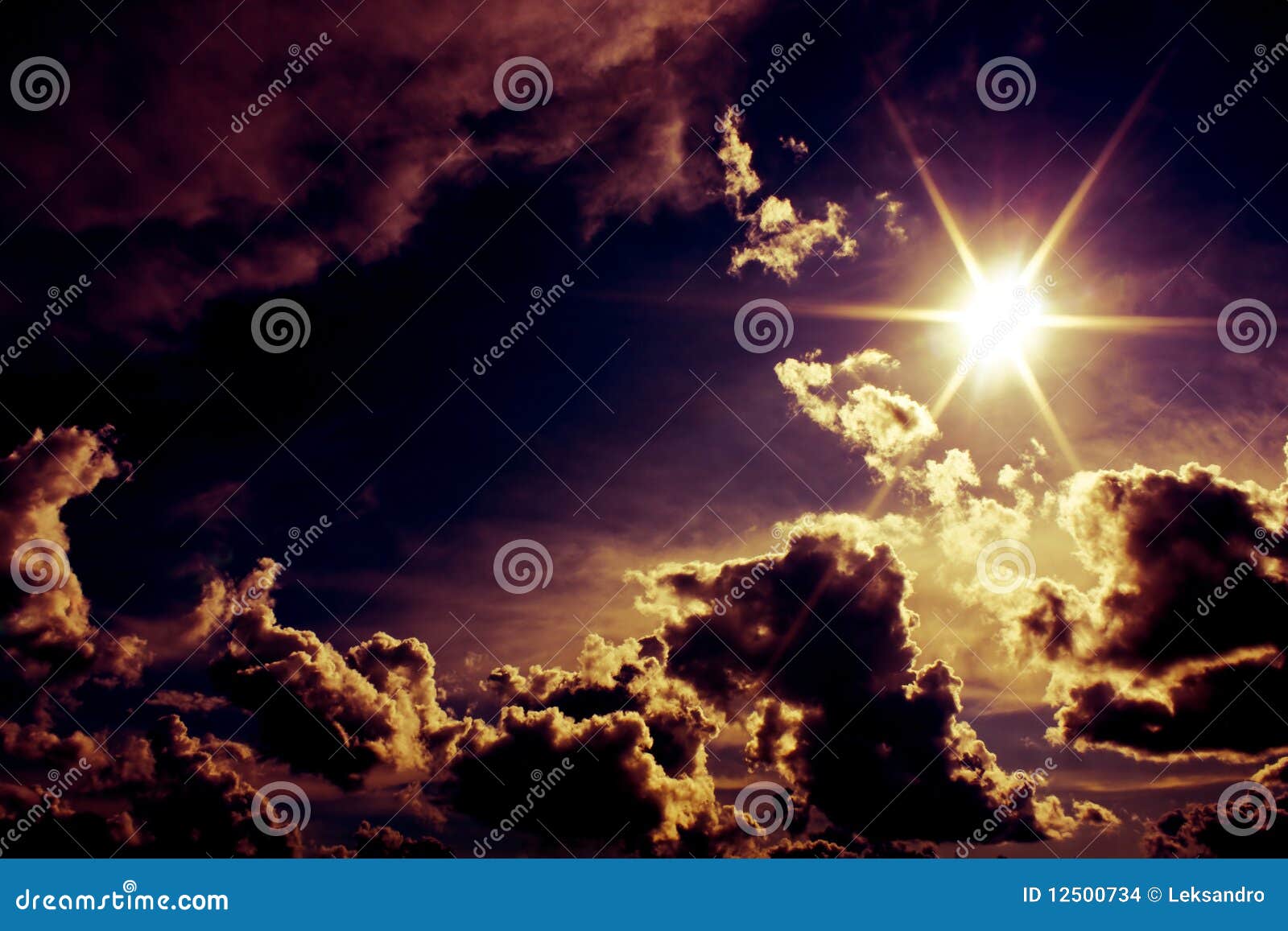 Alien Sky with Dramatic Sun and Clouds Stock Photo - Image of horizon ...