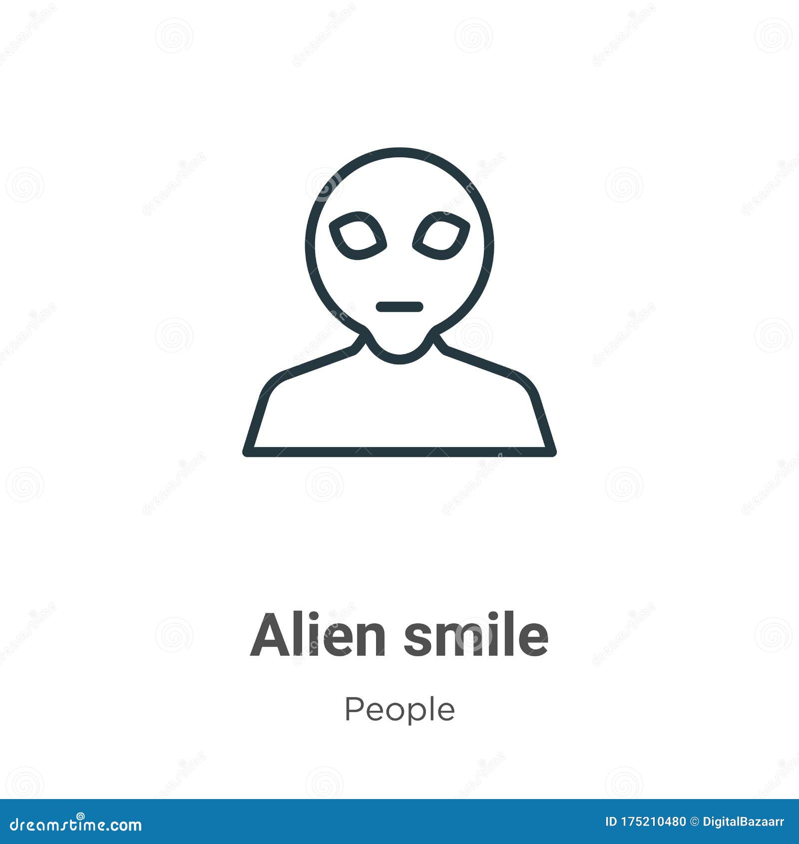 Alien Smile Outline Vector Icon. Thin Line Black Alien Smile Icon, Flat ...
