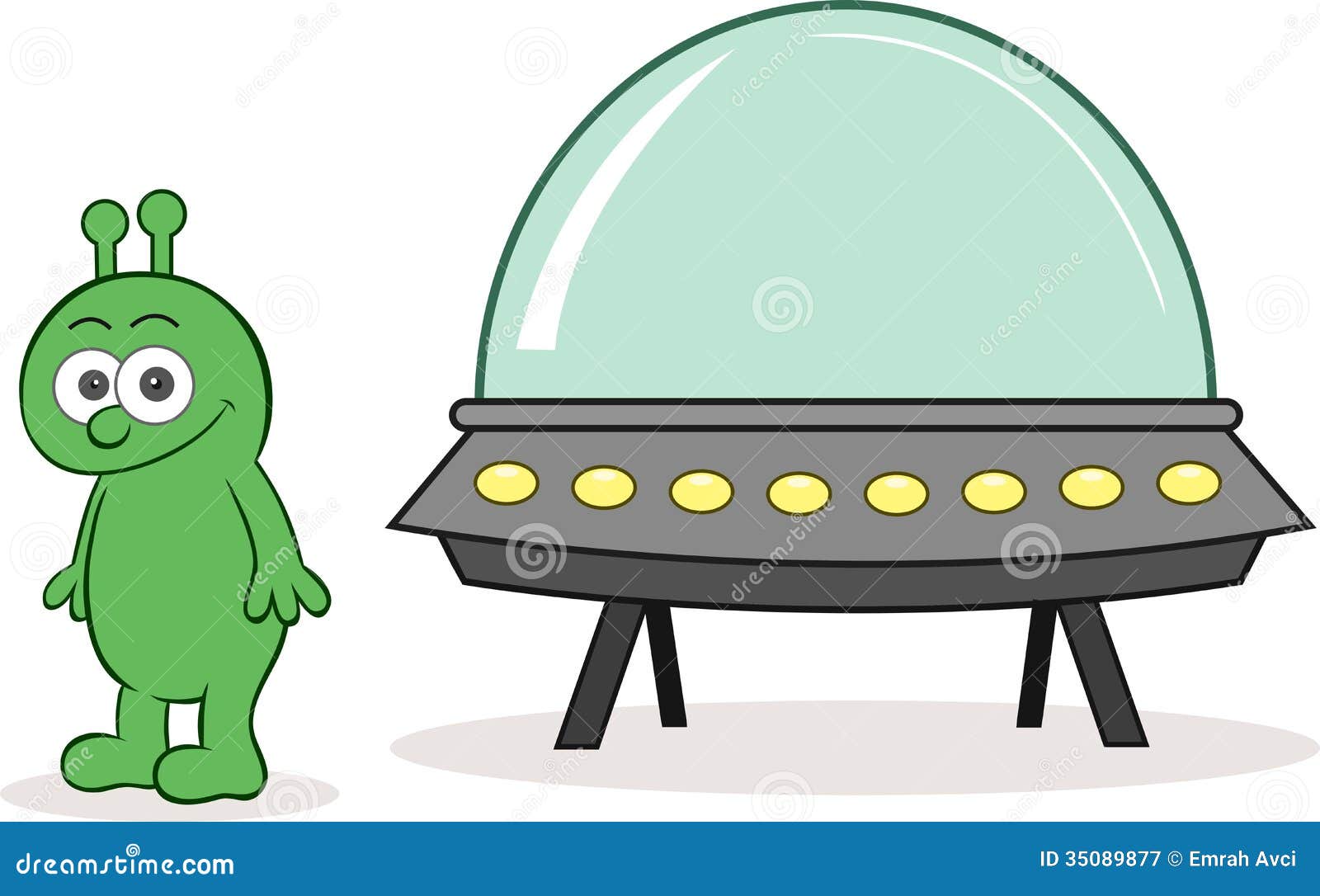 Alien Smiling with Spaceship Stock Vector - Illustration of beast ...