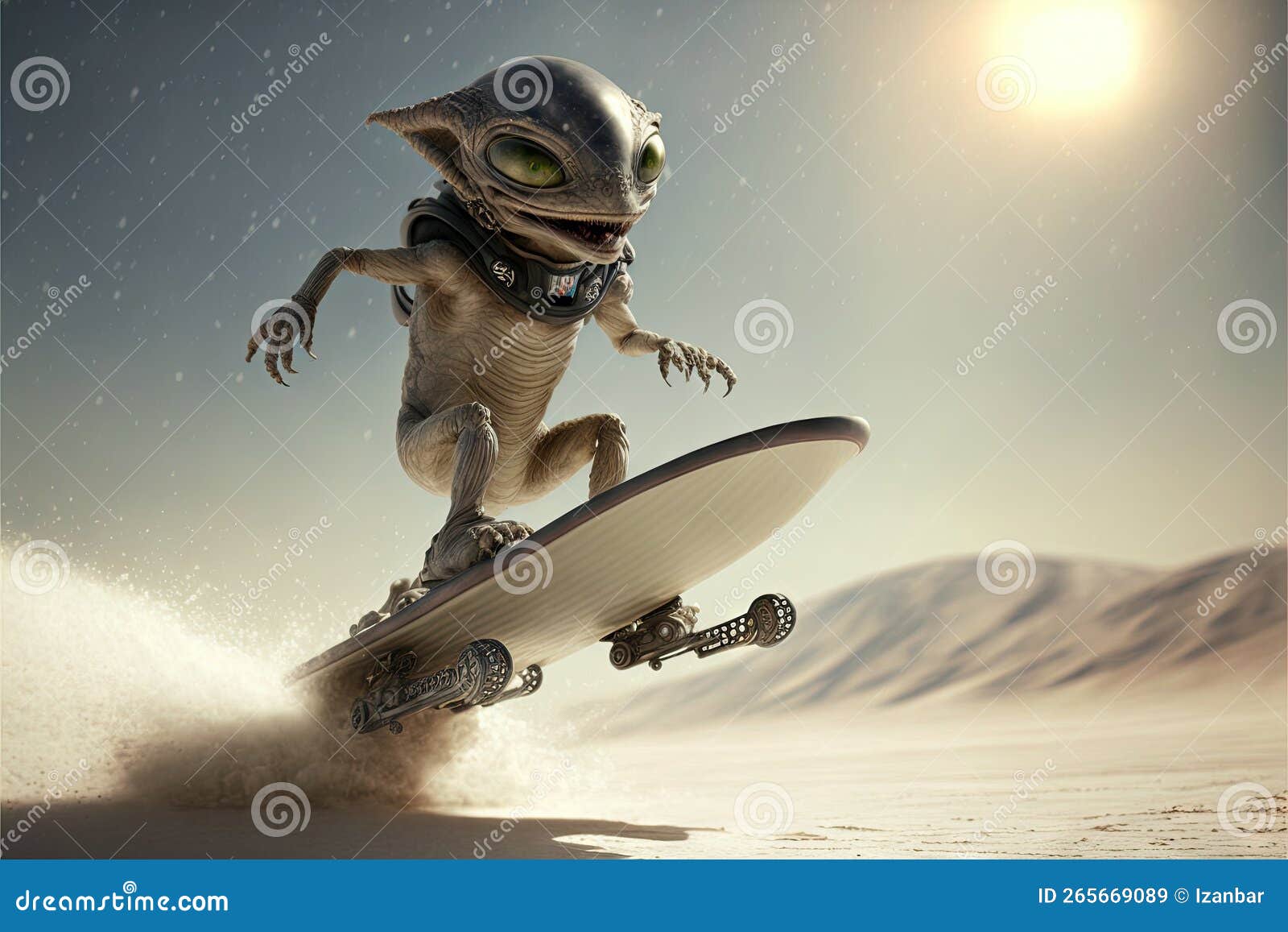 Alien Snowboarding on Planet Earth Mountains Generative Ai Stock ...