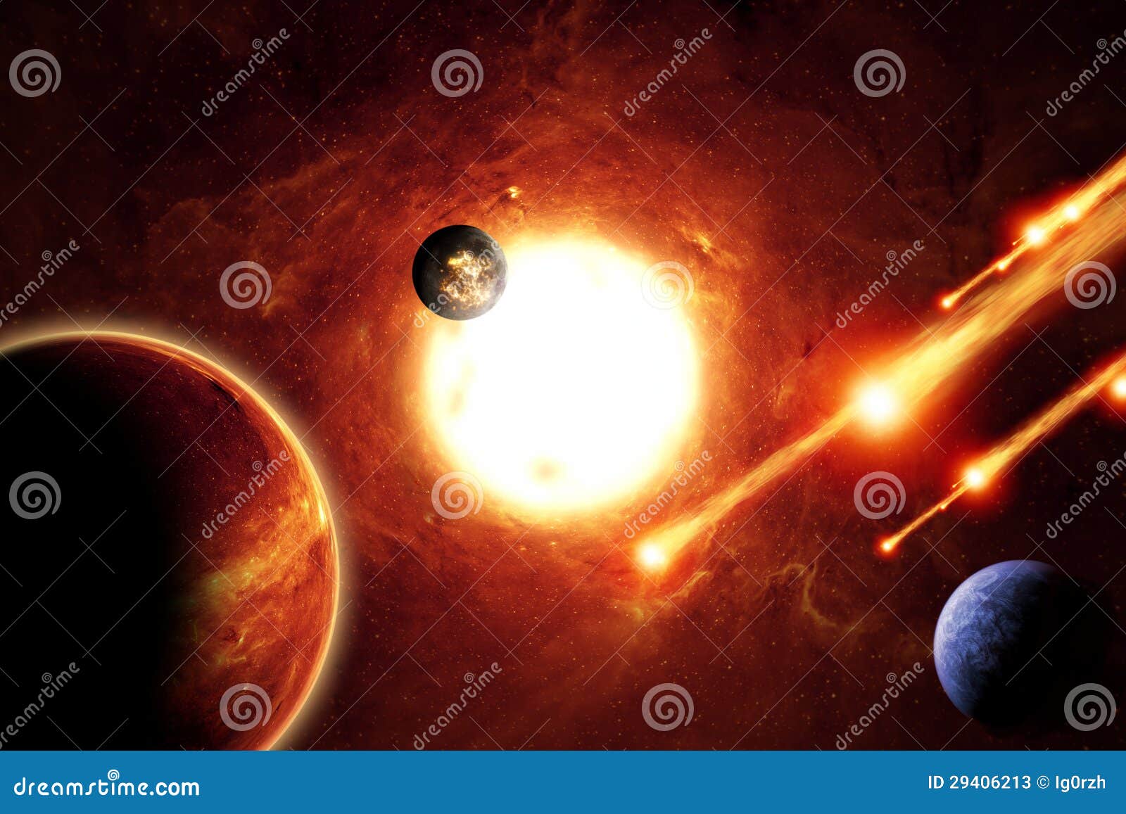 Alien solar system stock illustration. Illustration of nebula - 29406213