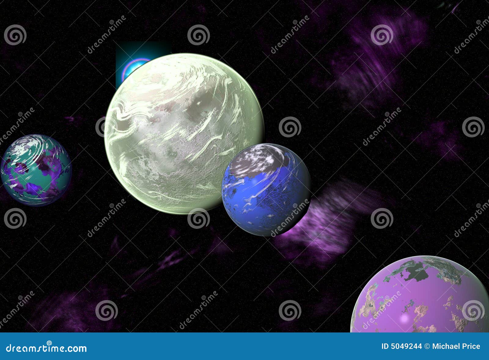 Alien Solar System stock illustration. Illustration of moons - 5049244
