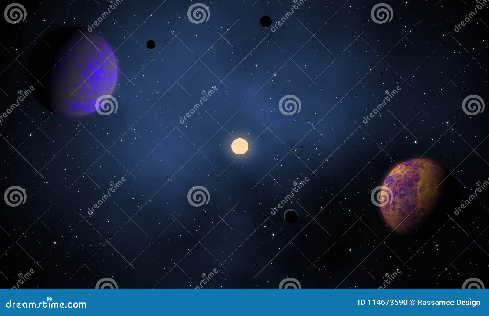 Alien Solar System in Deep Universe Stock Illustration - Illustration ...