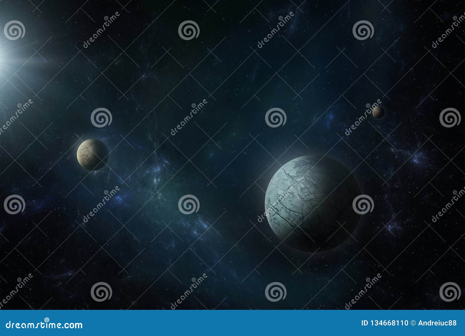 Alien Solar System in Space Stock Illustration - Illustration of ...