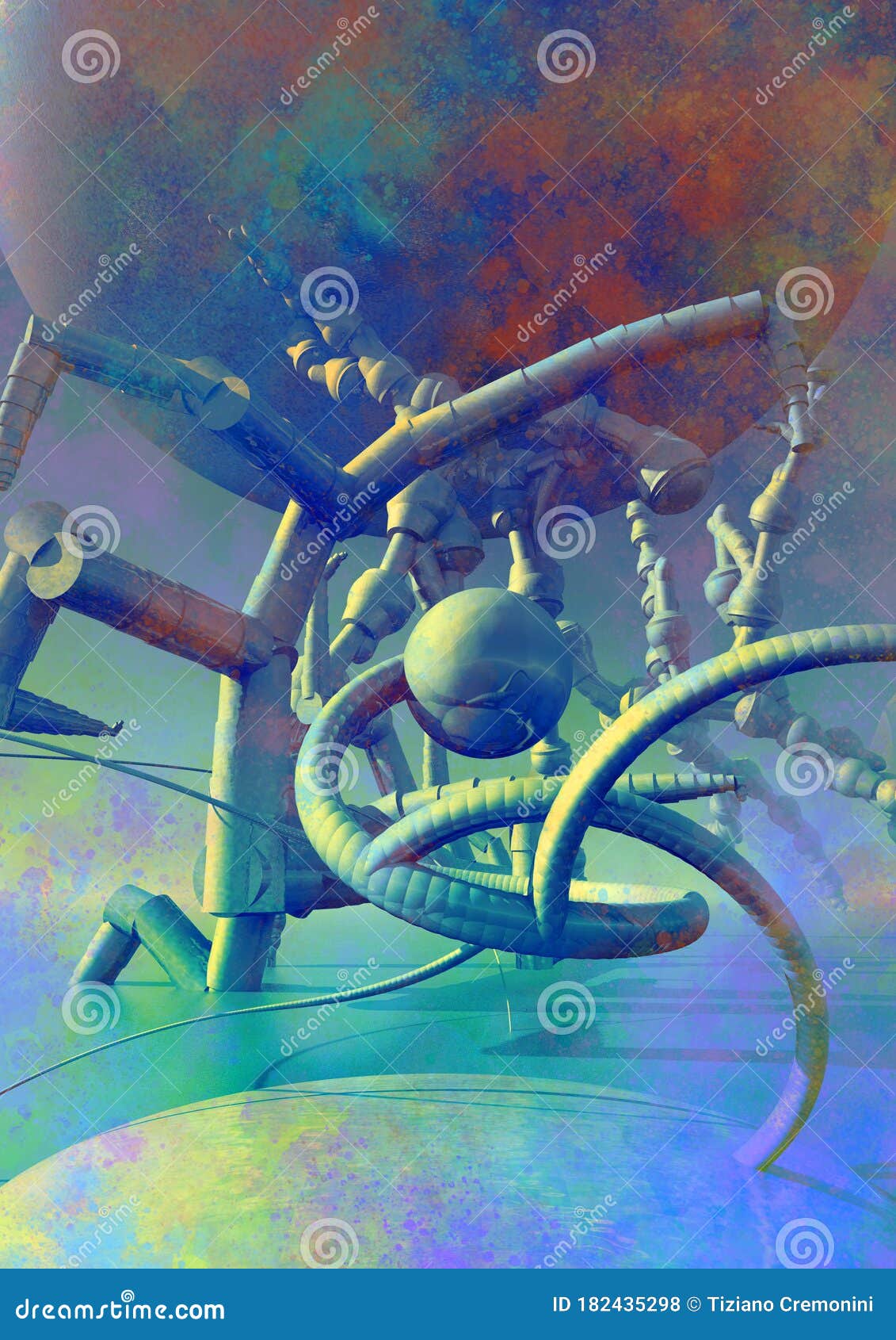 Alien Space Base on Unknown Planet, 3d Illustration Stock Illustration ...