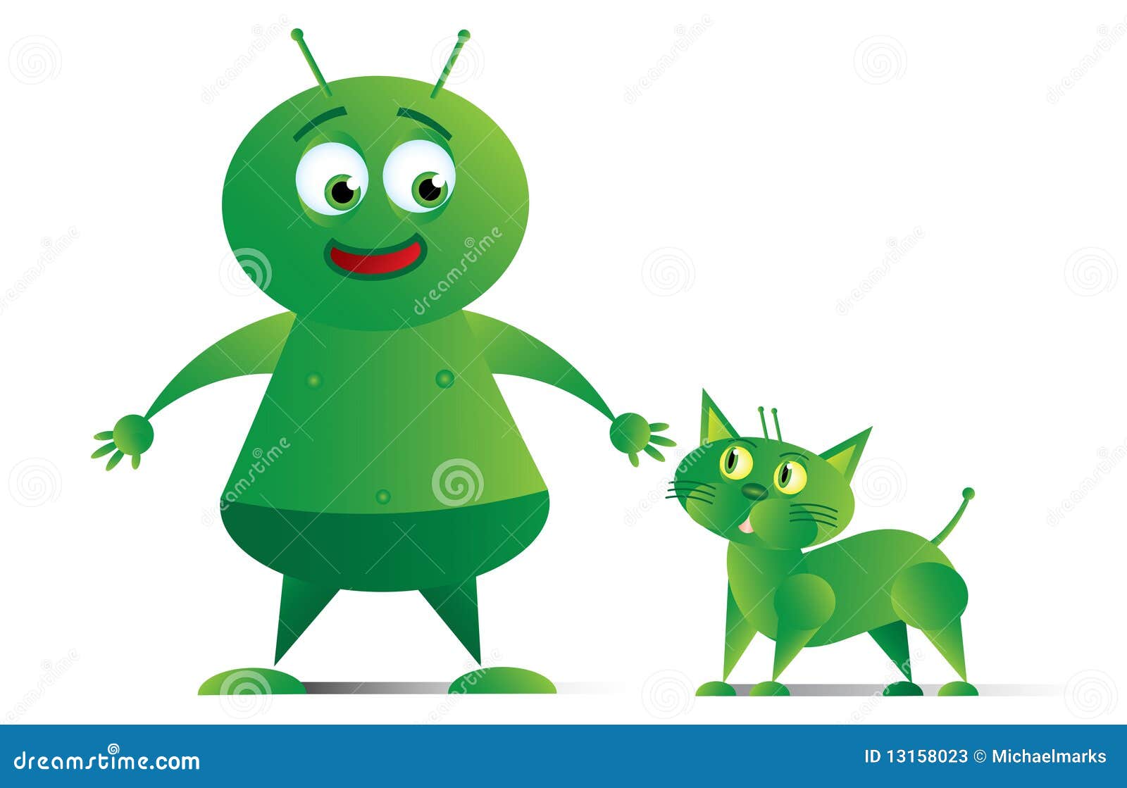 Alien With Space Cat_01 Cartoon Vector | CartoonDealer.com #13158023