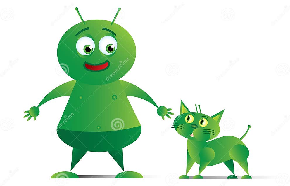 Alien with Space Cat_01 stock vector. Illustration of feline - 13158023