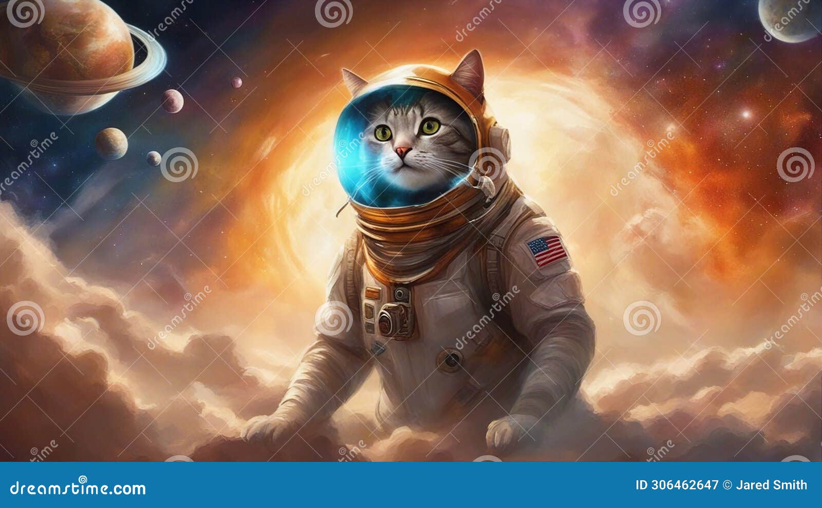 Alien in Space a Cat Astronaut in Outer Space with the Earth Behind it ...