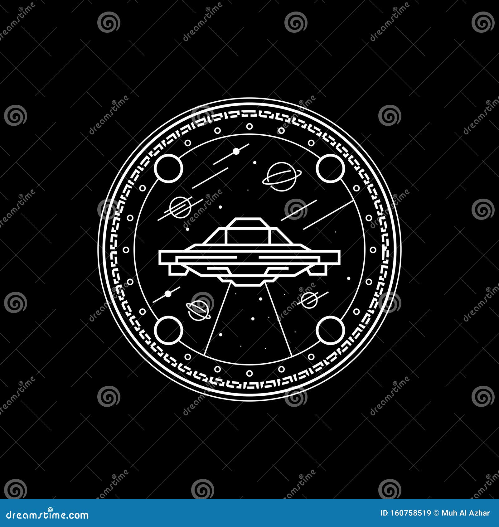 Alien Space Geometry Line Style Stock Vector - Illustration of ...
