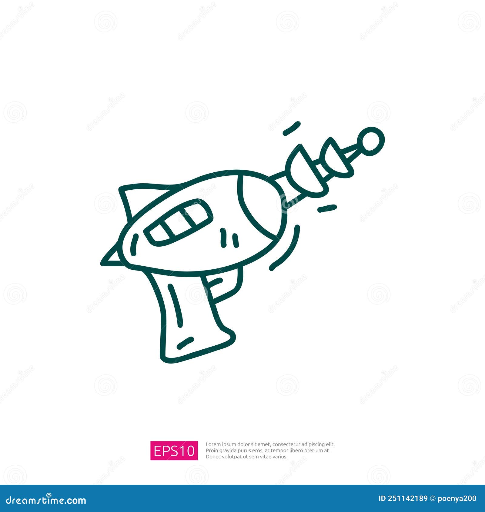 Alien Space Gun Doodle Icon Stock Vector - Illustration of alien, laser ...