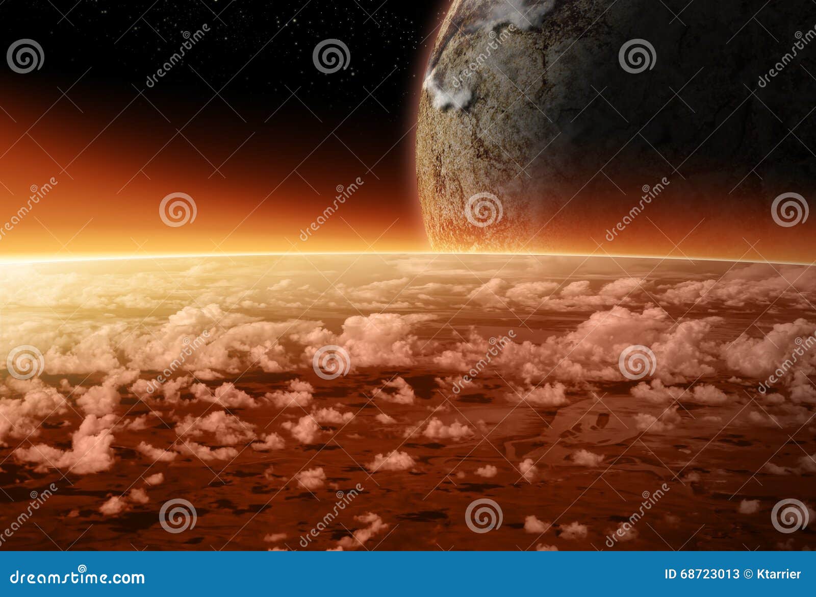 Alien space scene stock illustration. Illustration of fiction - 68723013