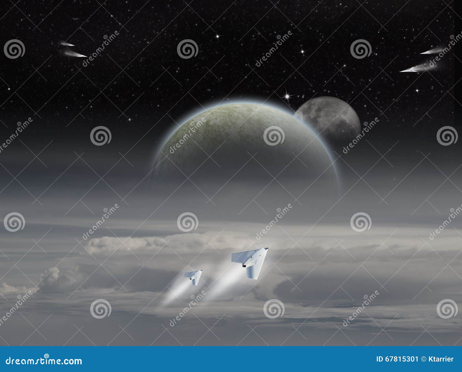 Alien space scene stock illustration. Illustration of launch - 67815301