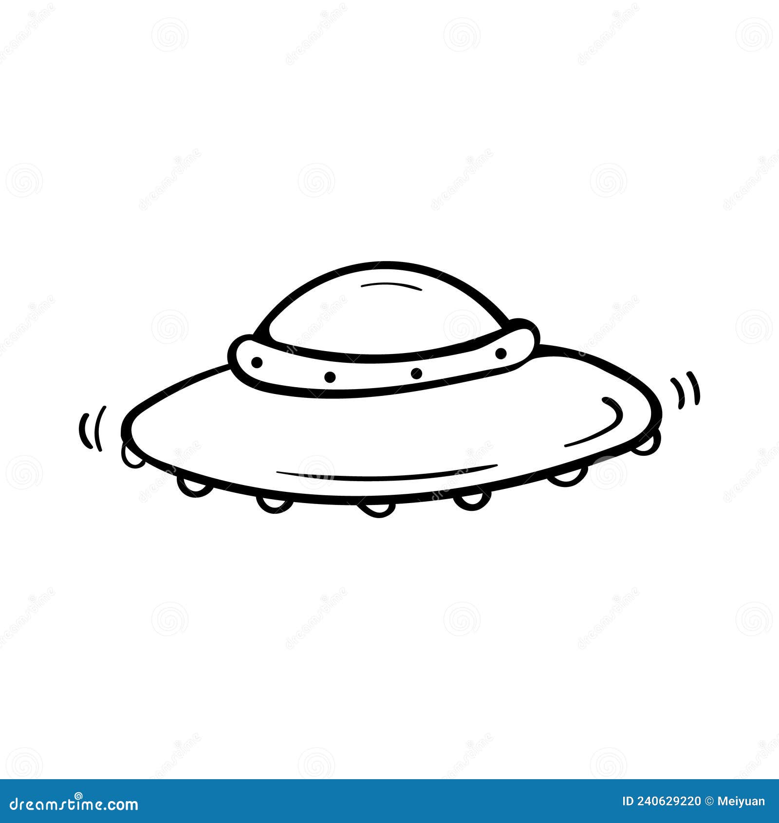 UFO Space Ship Doodle Vector Illustration for Coloring Stock Vector ...