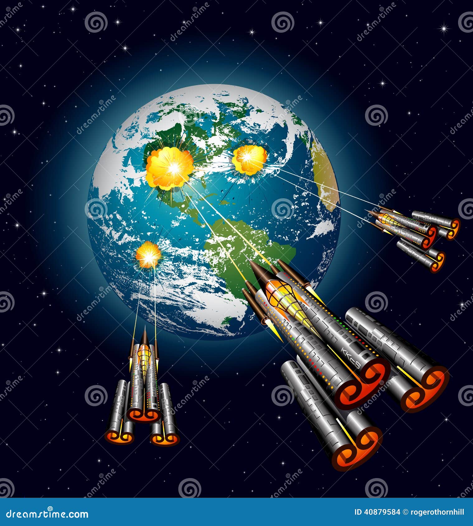 Alien Space Ships Attacking Earth Stock Vector - Illustration of ...