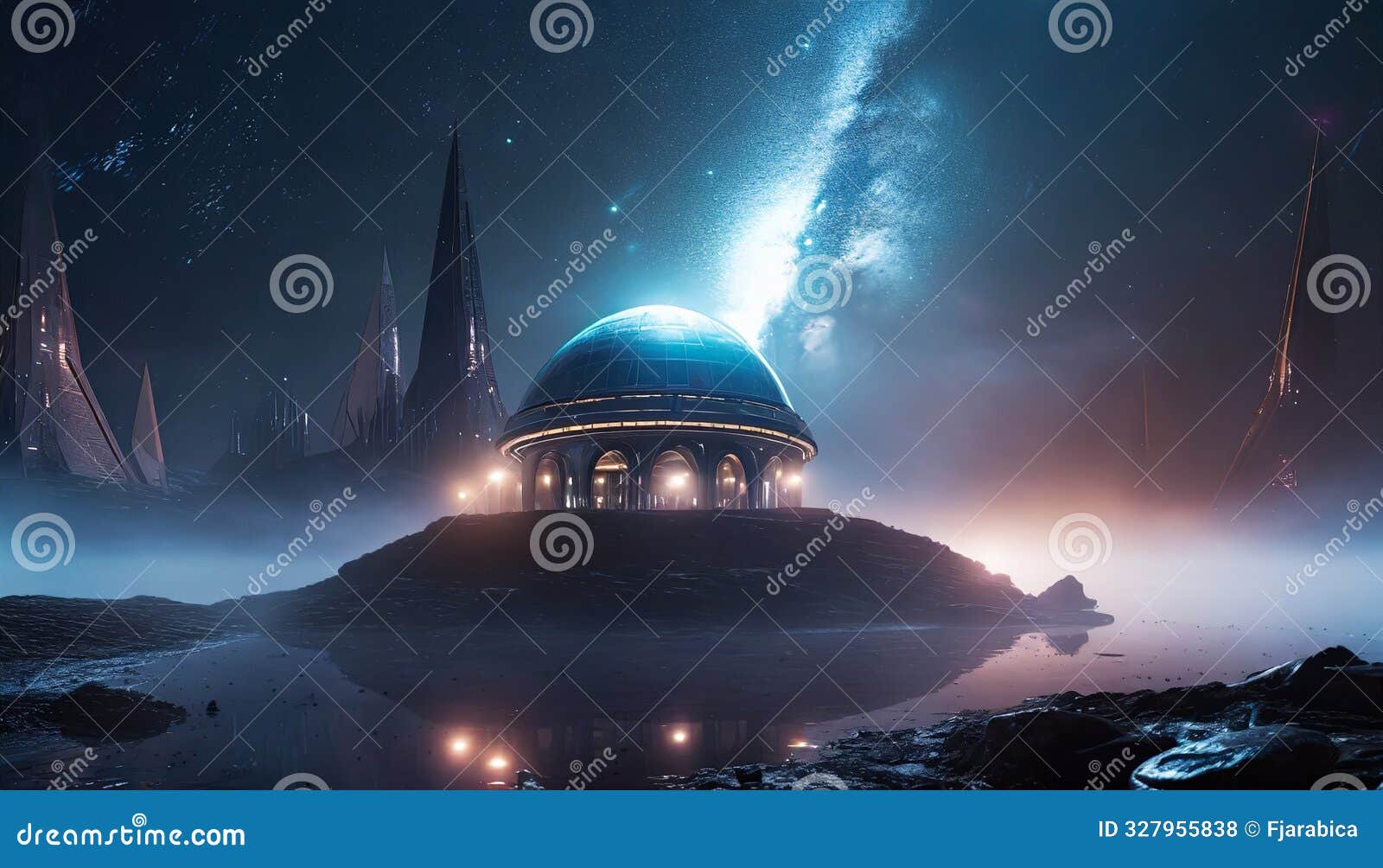 Alien Space Station on Alien Planet Stock Illustration - Illustration ...