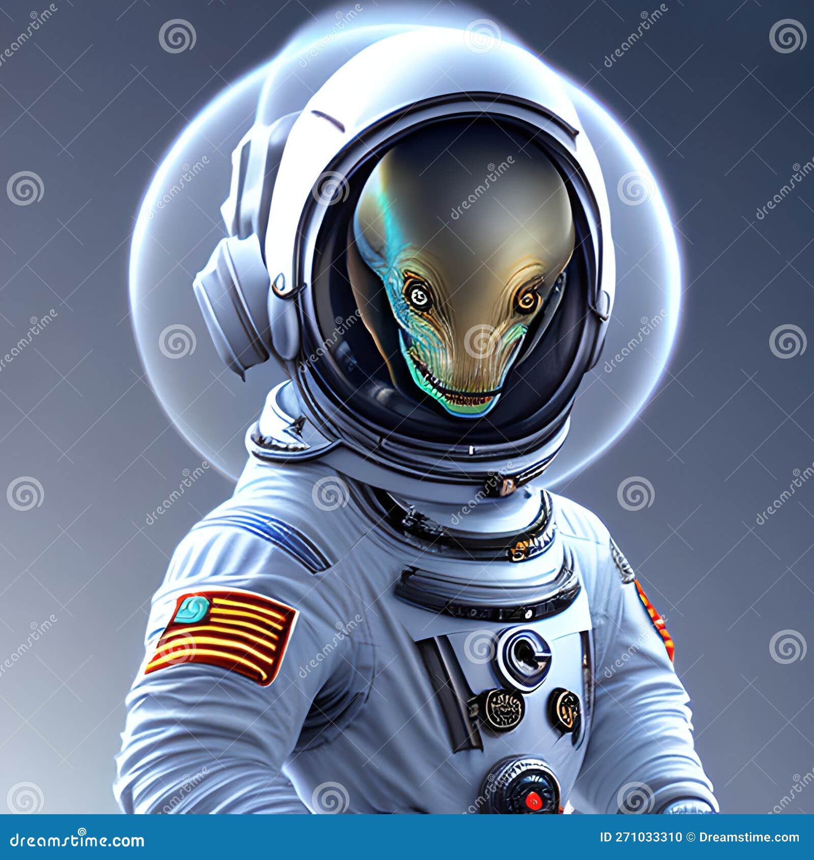 Alien in a Space Suit Ai Generated, Generative AI, CGI Graphics Stock ...